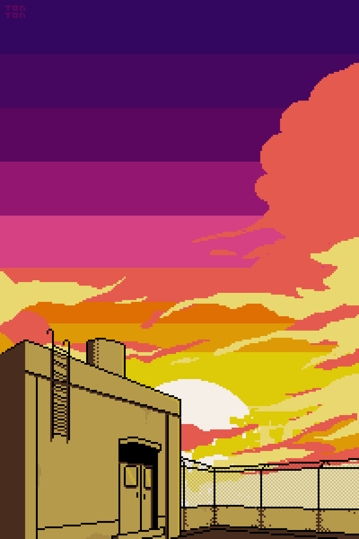 Pixilart - school roof sunset by Ton-TonPixels