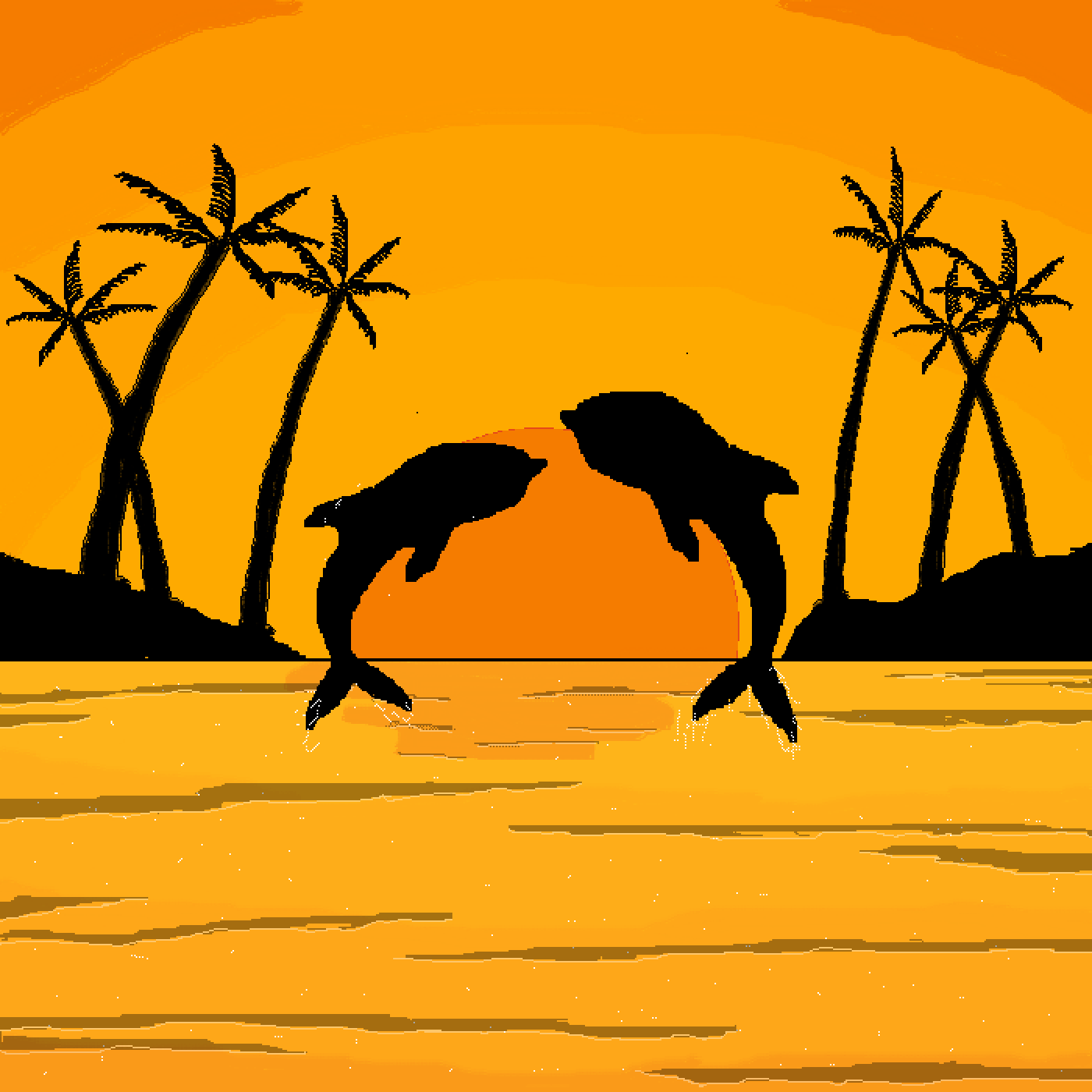 Pixilart - sunset dolphin by kingdrogo