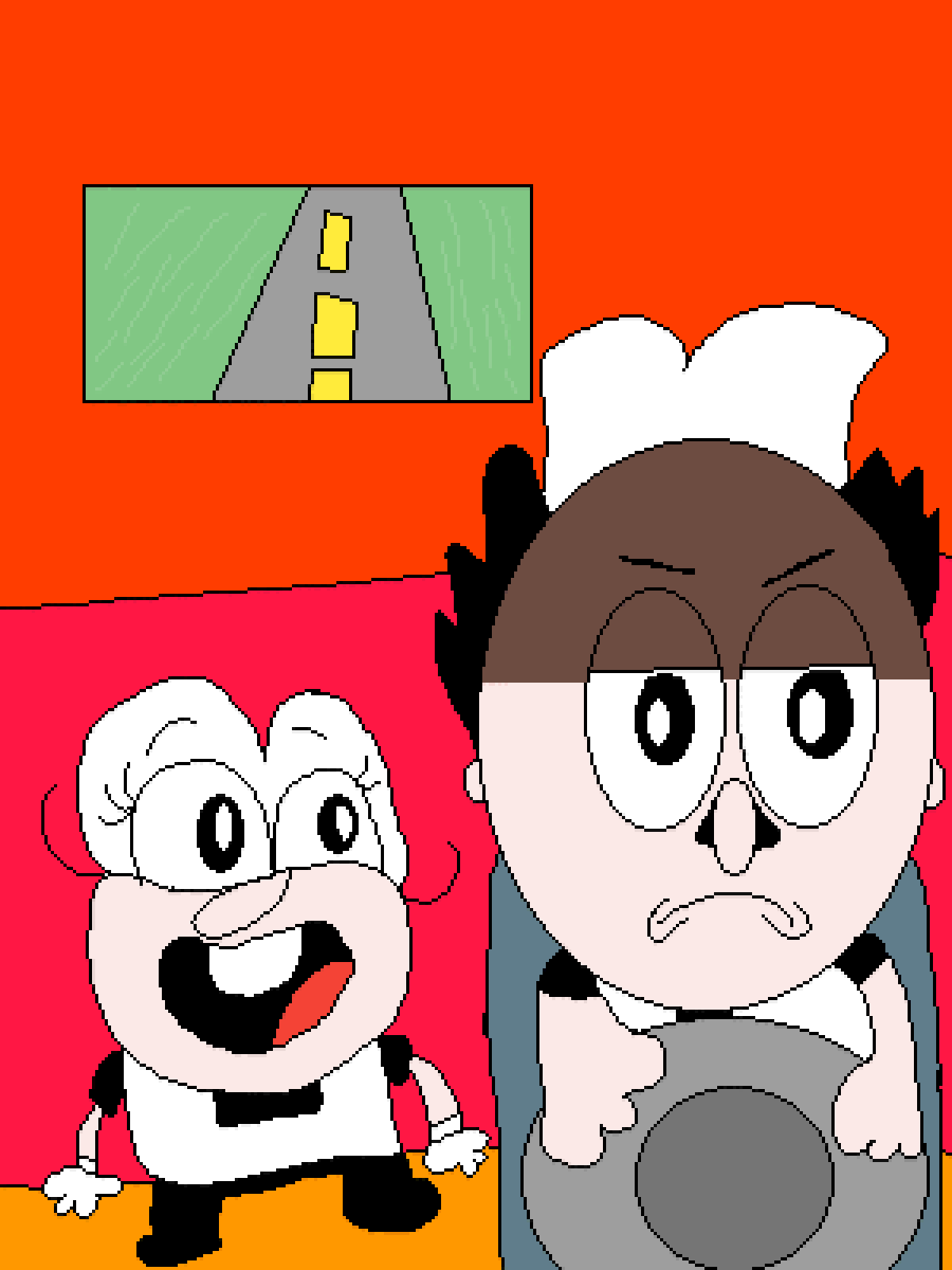 Pixilart - Peppino is driving, while Pizzelle is sitting. by Erica7089