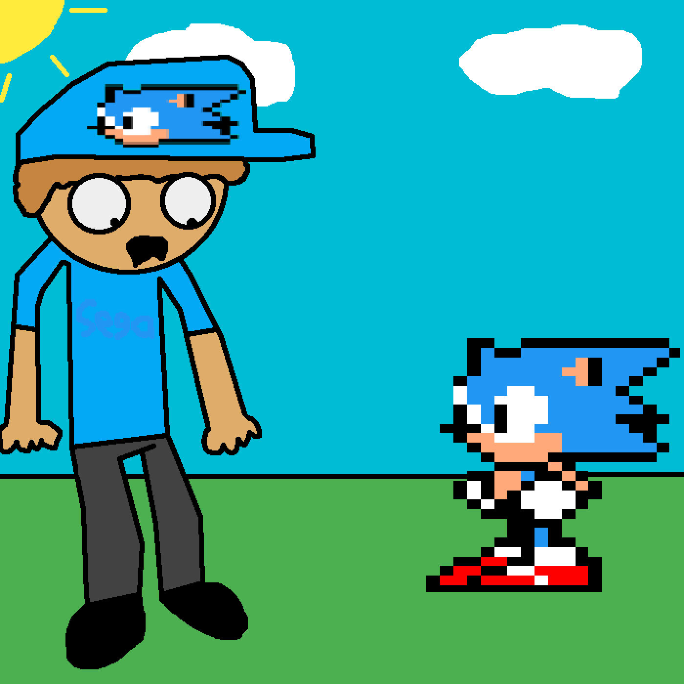 Pixilart - sonic fans when they see sonic irl by DrawReese2