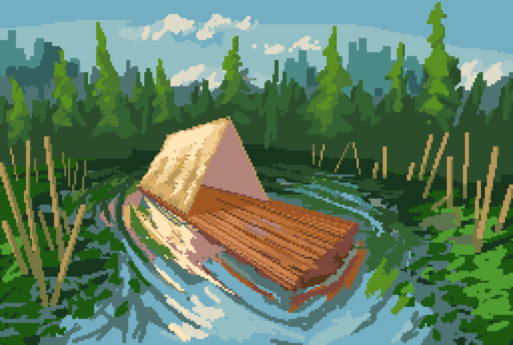 Pixilart - Raft by Bit-Kohi