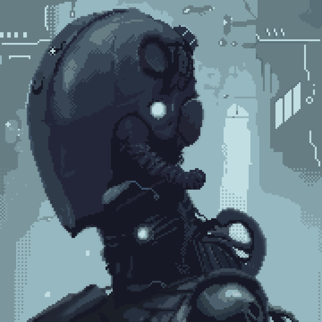 Pixilart - cyborg helmet by dethland