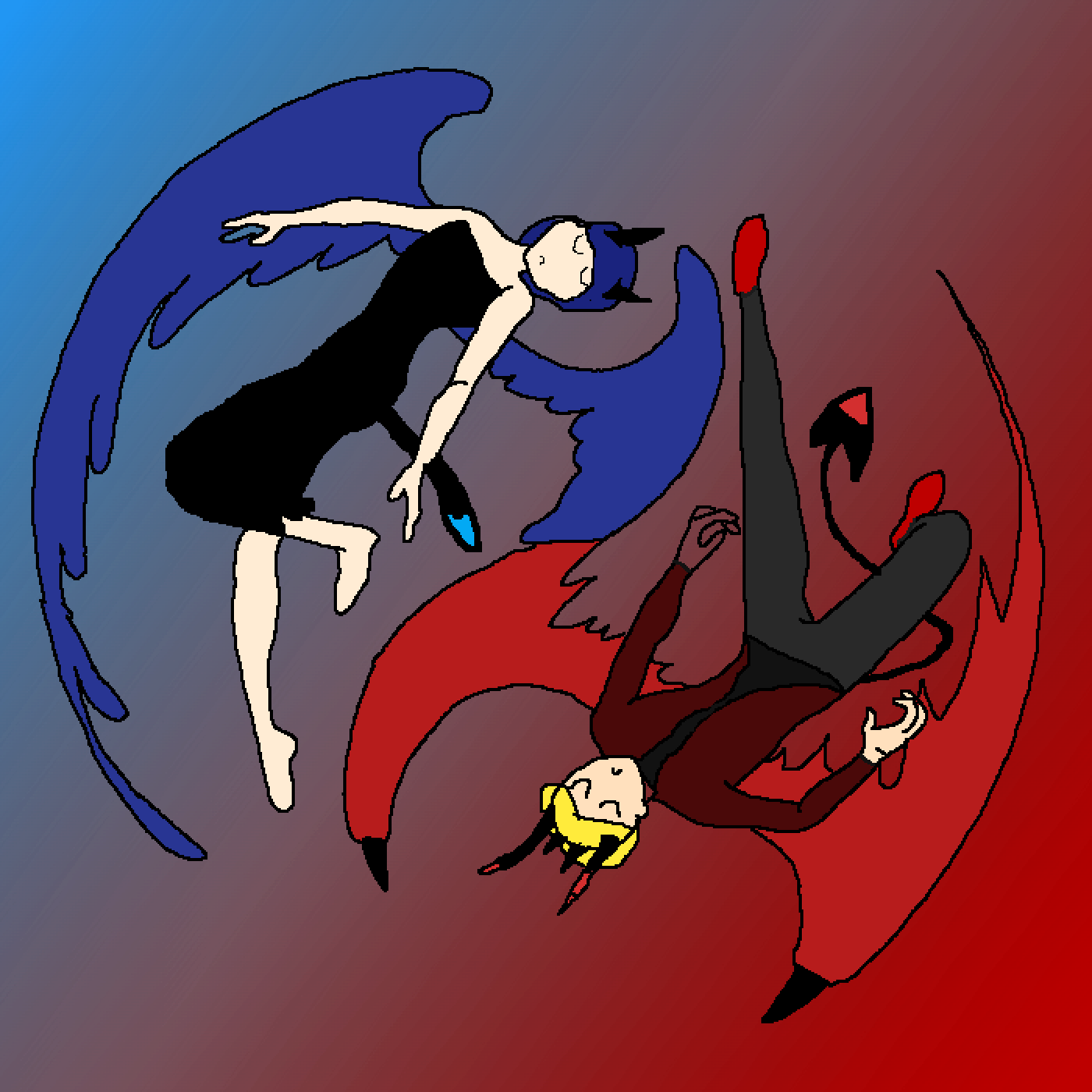 Pixilart - Angel and Devil base by French-frie-boy