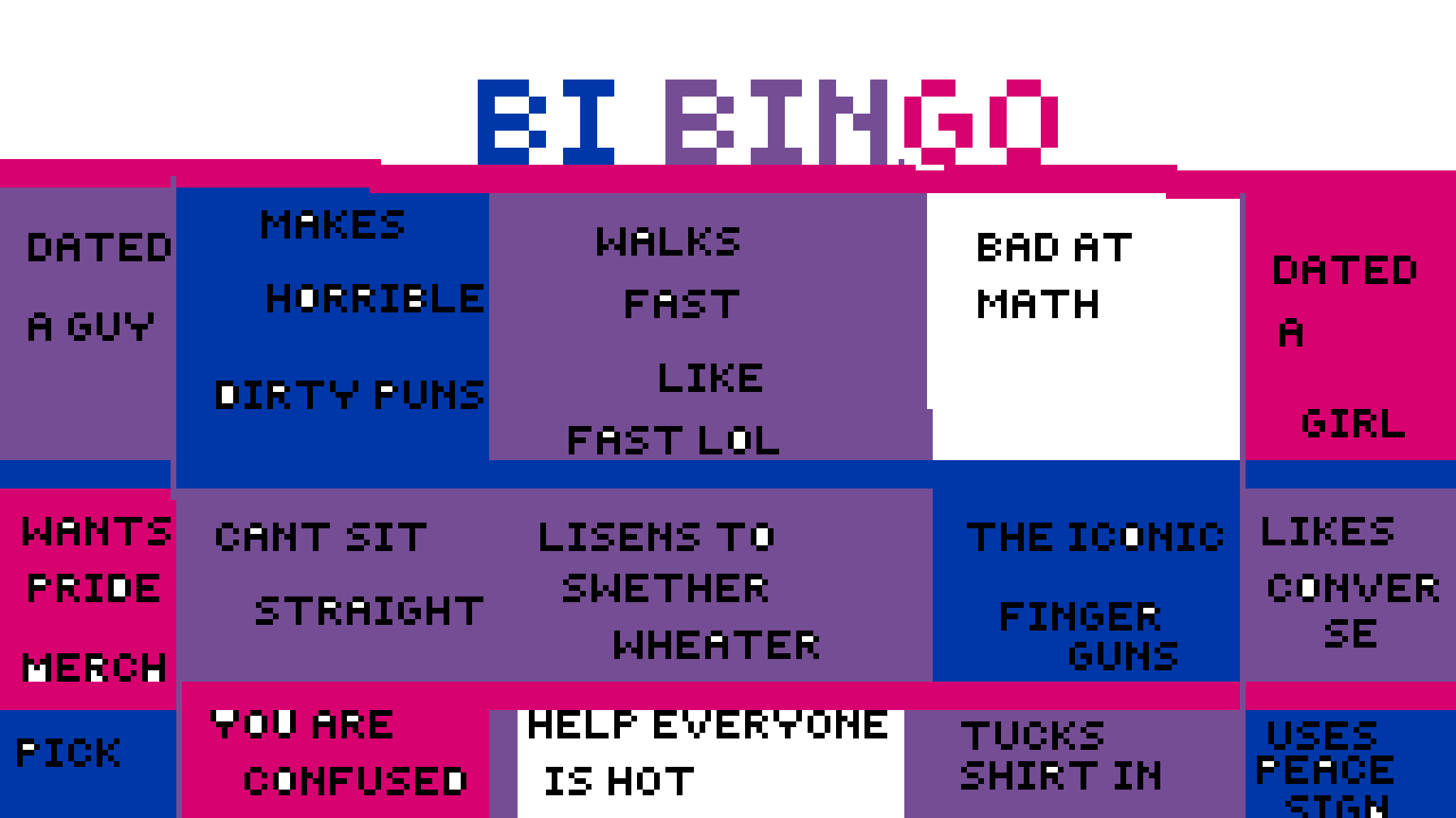 Pixilart - BI BINGO by Pizzashenanigan