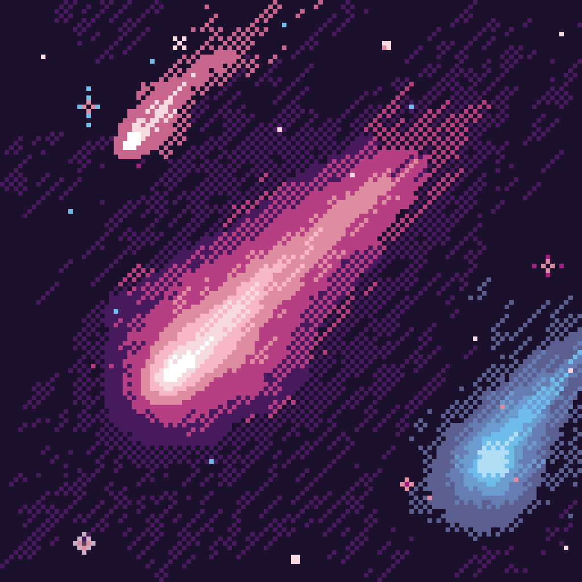 Pixilart - Three comet fragments 🌌 by Pirojok