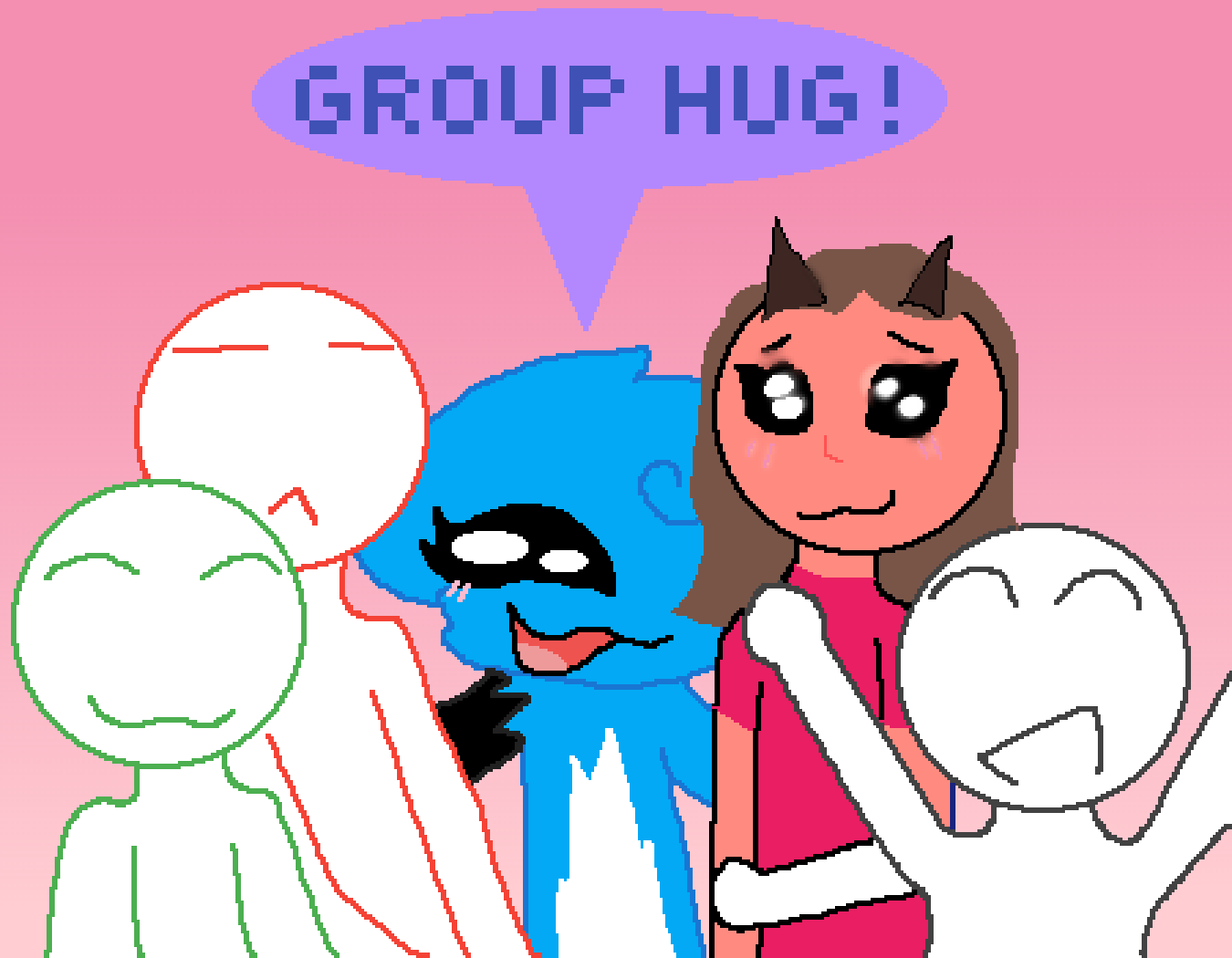 Pixilart - Group hug base by Kitten-Does-Art