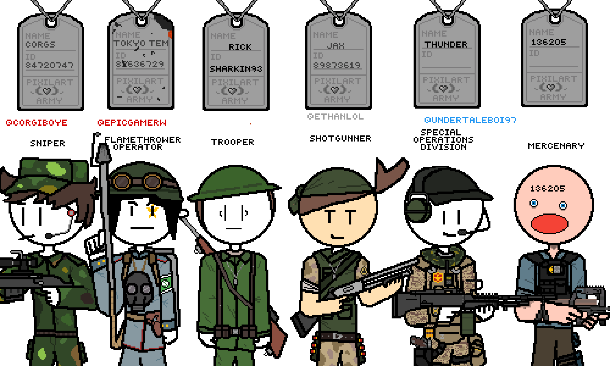 Edición pixel art Army troops - Herramienta gratuita de dibujo en línea ...