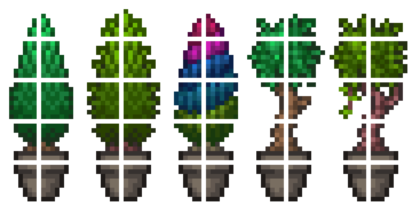 Pixilart - Terraria Tile ID #547 | Potted Trees (1) by tSpritesheeter