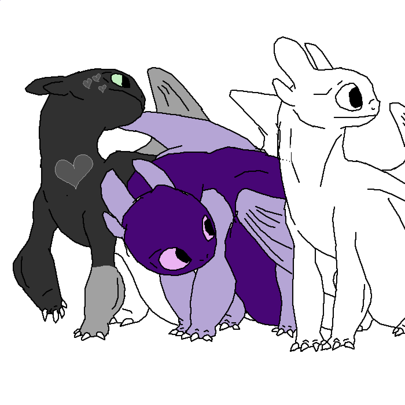 Pixilart - night/light fury base by TAEBVONA
