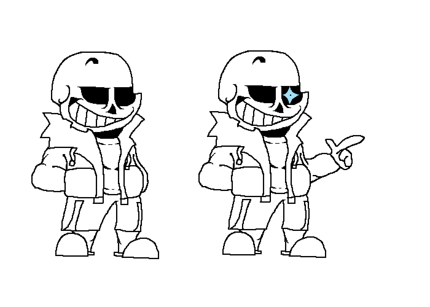 Pixilart - Random Sans sketches by BlueboxDude