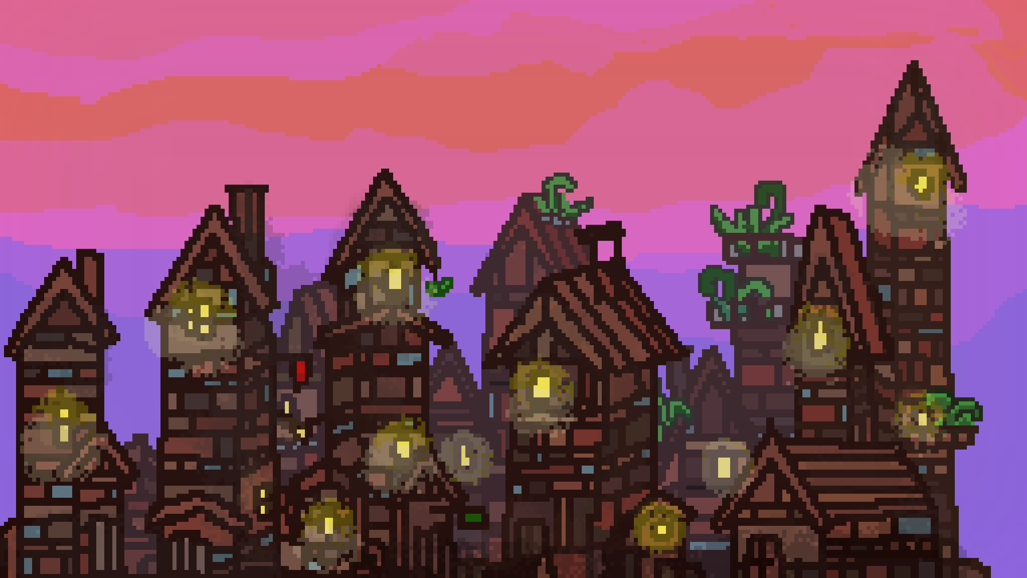 Pixilart - Rustic town at dawn by HonkiJonkii