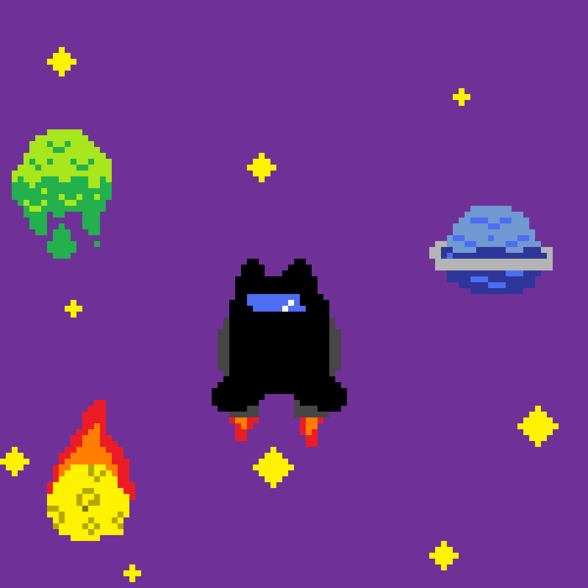 Pixilart - among us cat flying through space on a jetpack by meow123456789