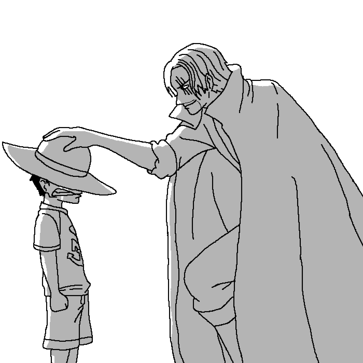 Pixilart - Shanks Giving Luffy His Strawhat Base by shadesofstars