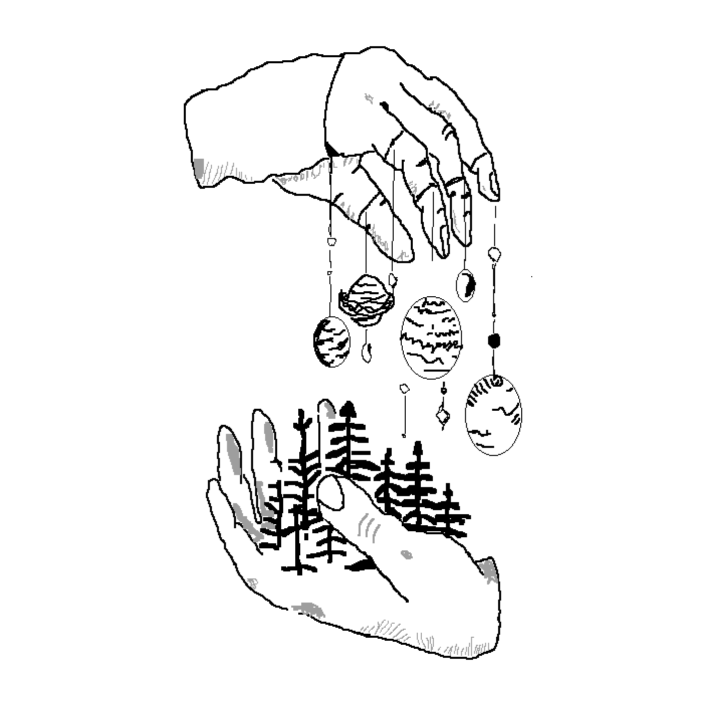 Pixilart - hands planets trees forest fixed by meisme2023
