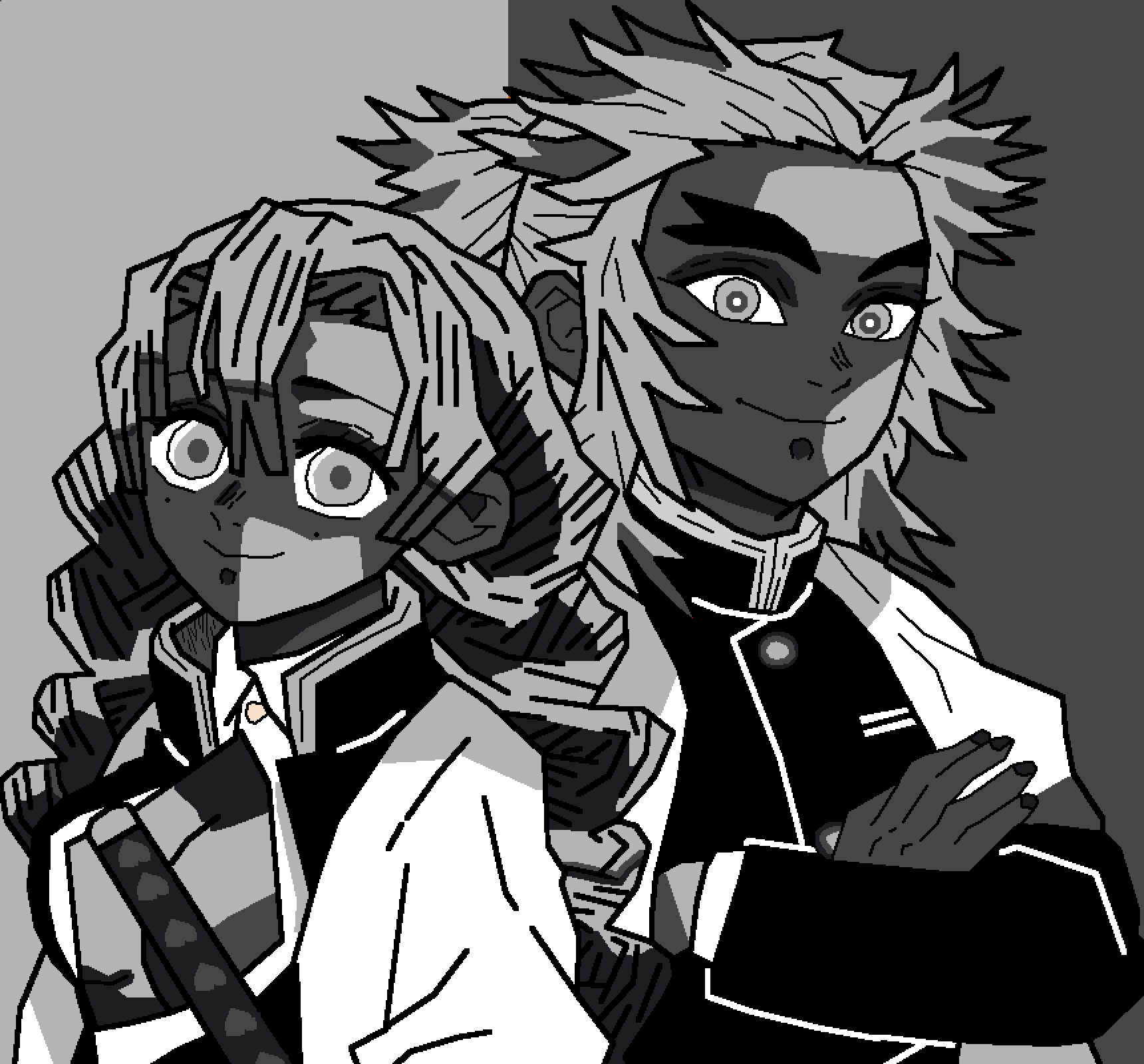 Pixilart - Mitsuri & Rengoku Base by JJK4Life