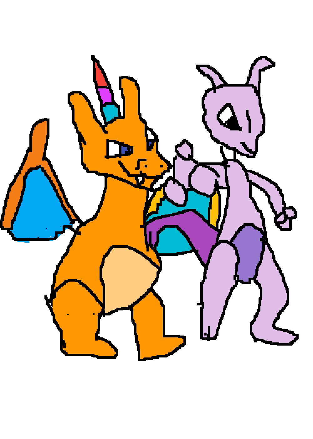 Pixilart - Charizard and MEwtwo Tag Team by skippydreams