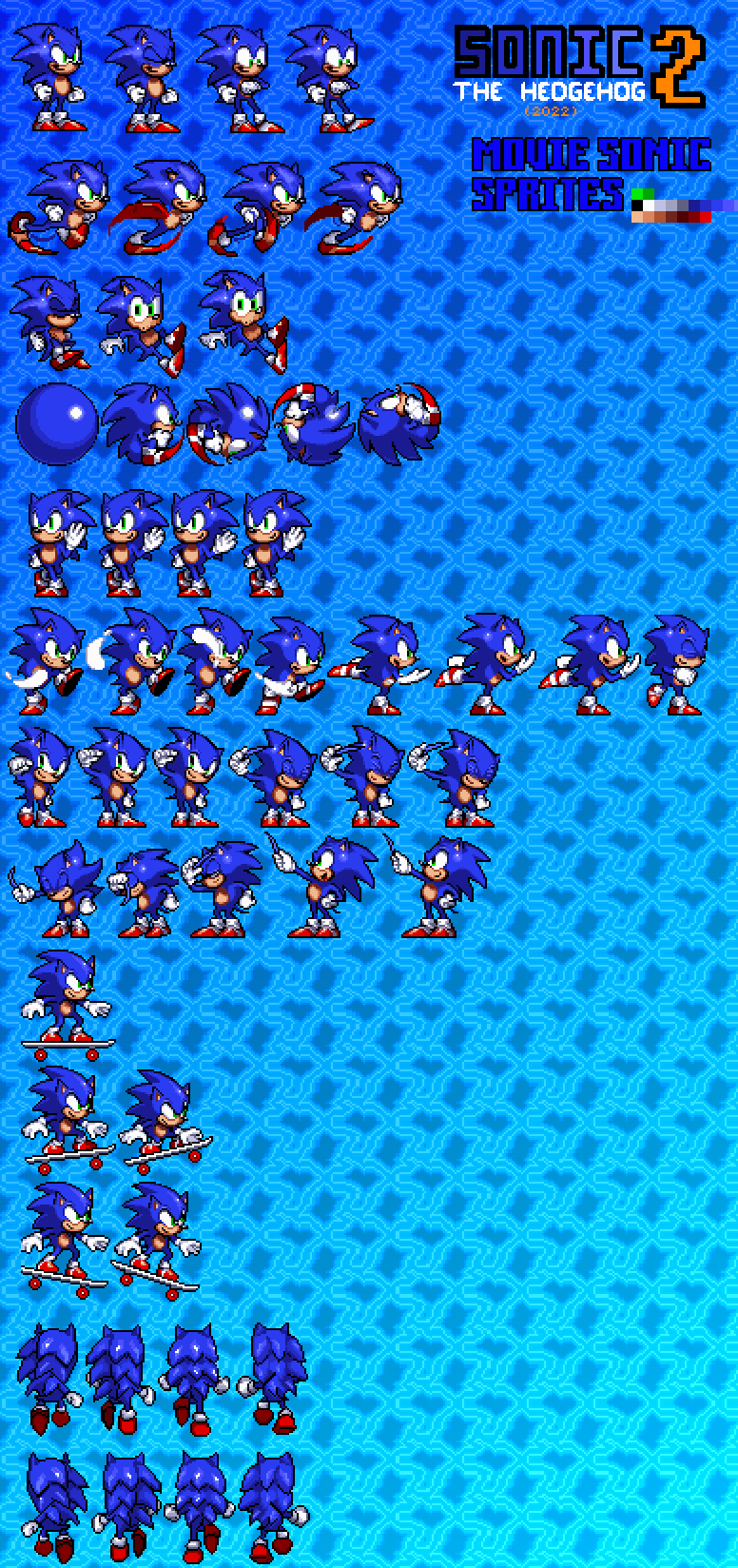 Pixilart - Sonic The Hedgehog Movie 2 Sonic Sprites by Jmear-Collins96