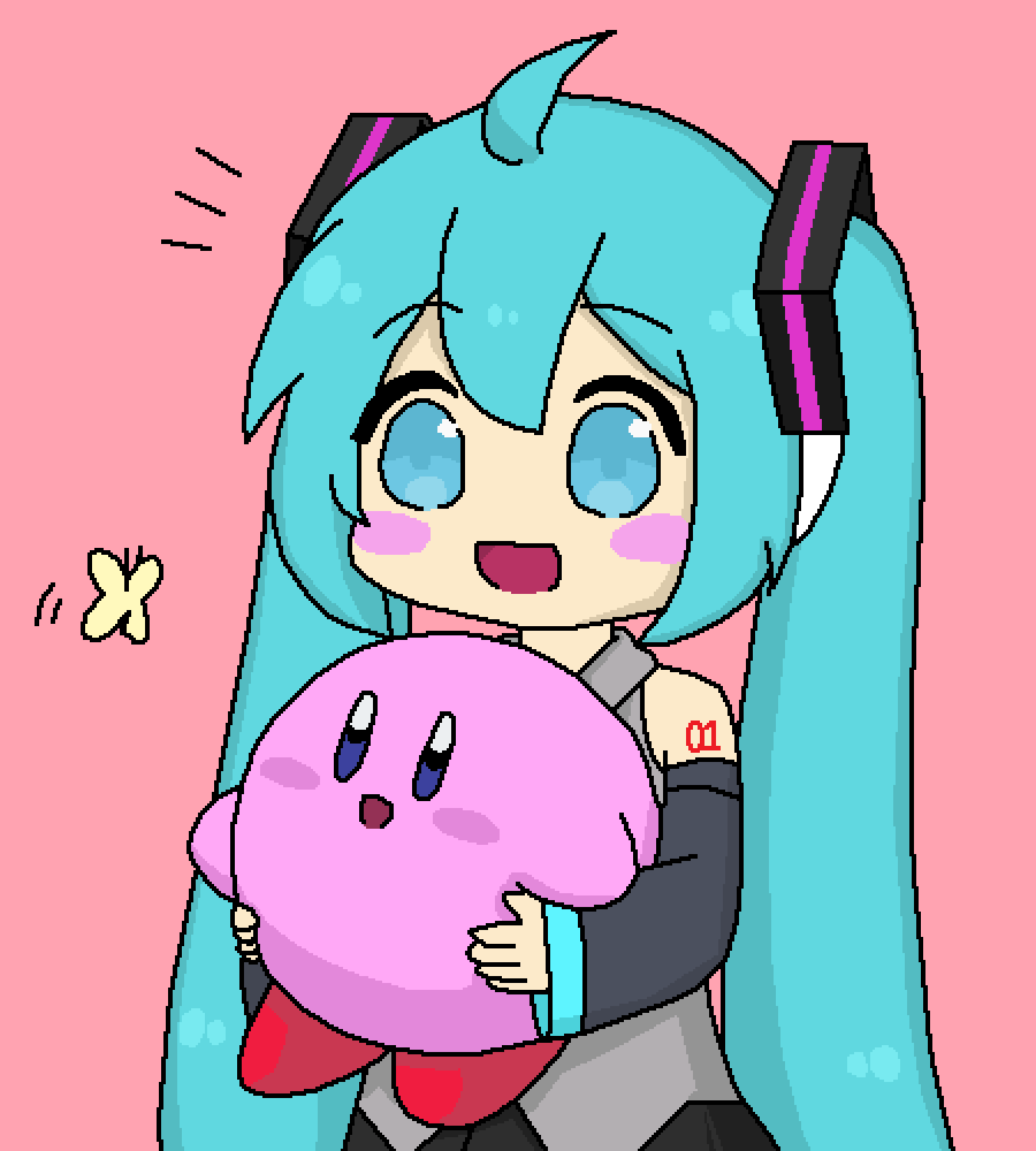 Pixilart - Miku and Kirby base coloring by GenyaFANATIC