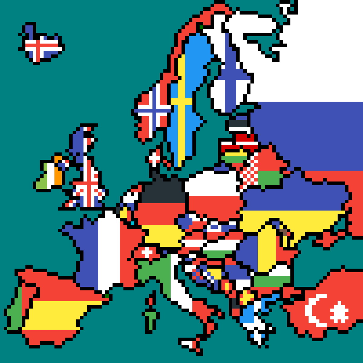 Pixilart - Europe map with flags by BrovaryMapper