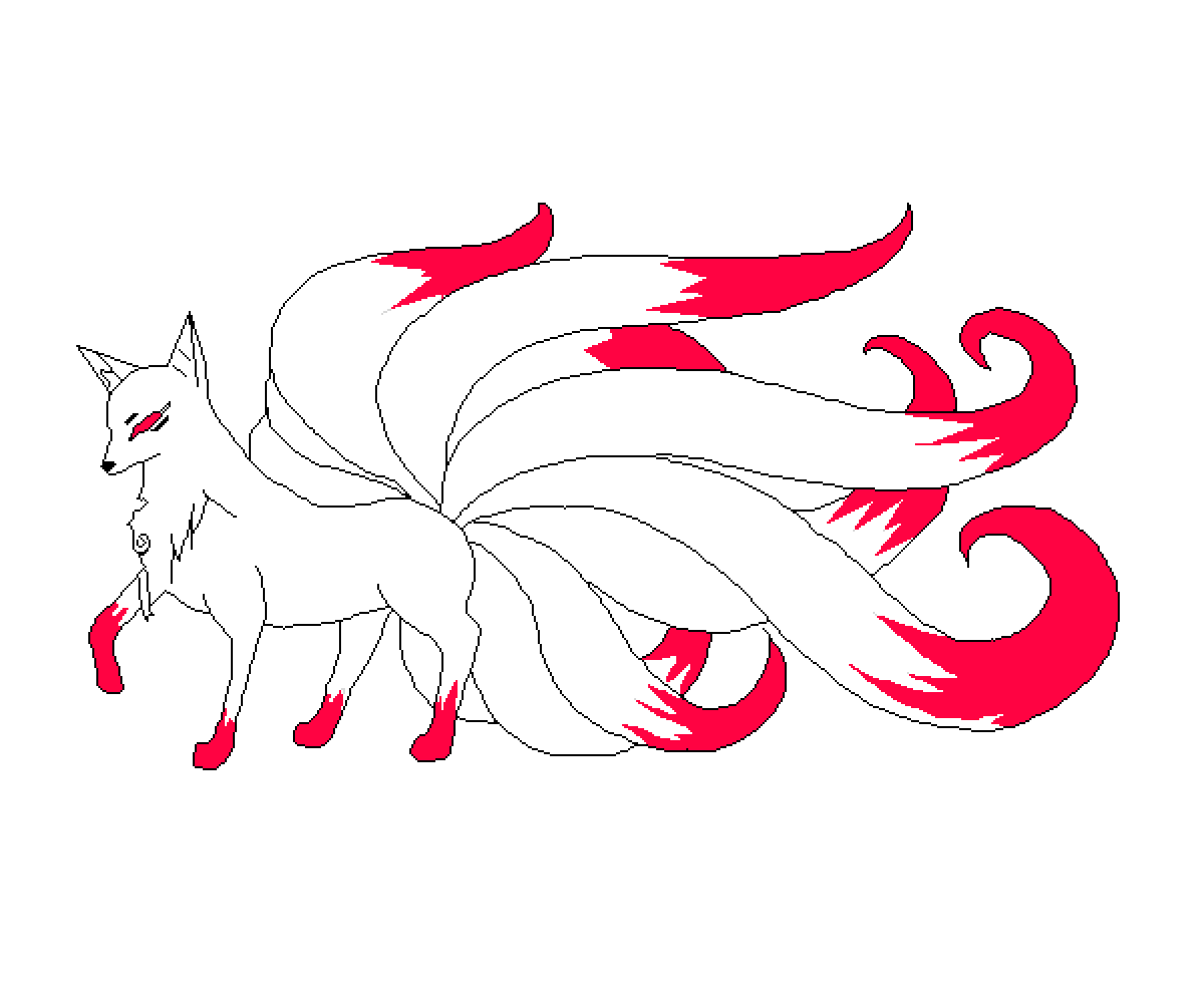 Pixilart - Kitsune (Ninetails) Base by Clown-art