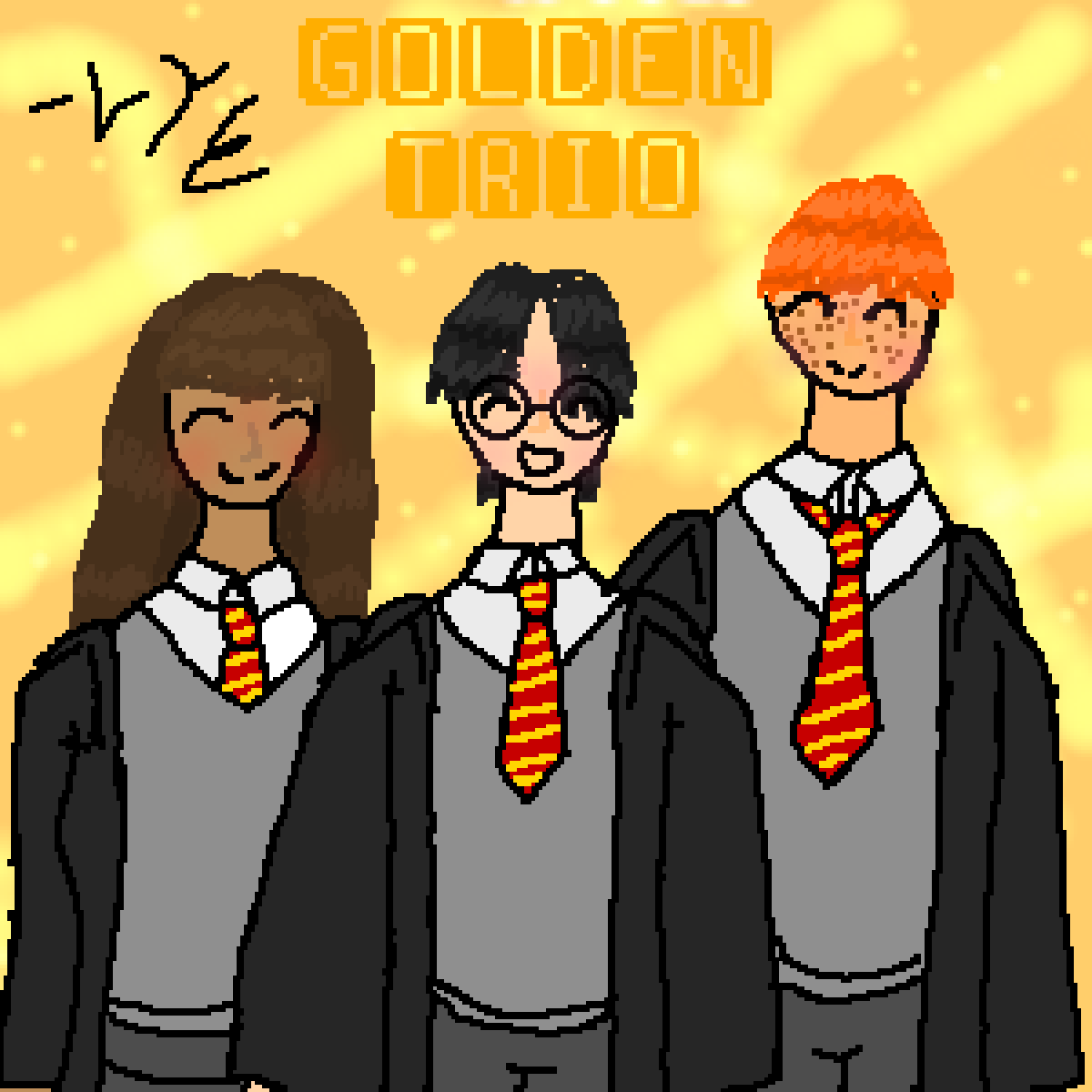 Pixilart - Golden Trio by Lunadawolf