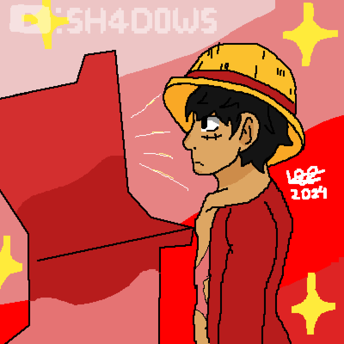 Pixilart - Luffy at the Arcade (?) by ShadowPlayzz