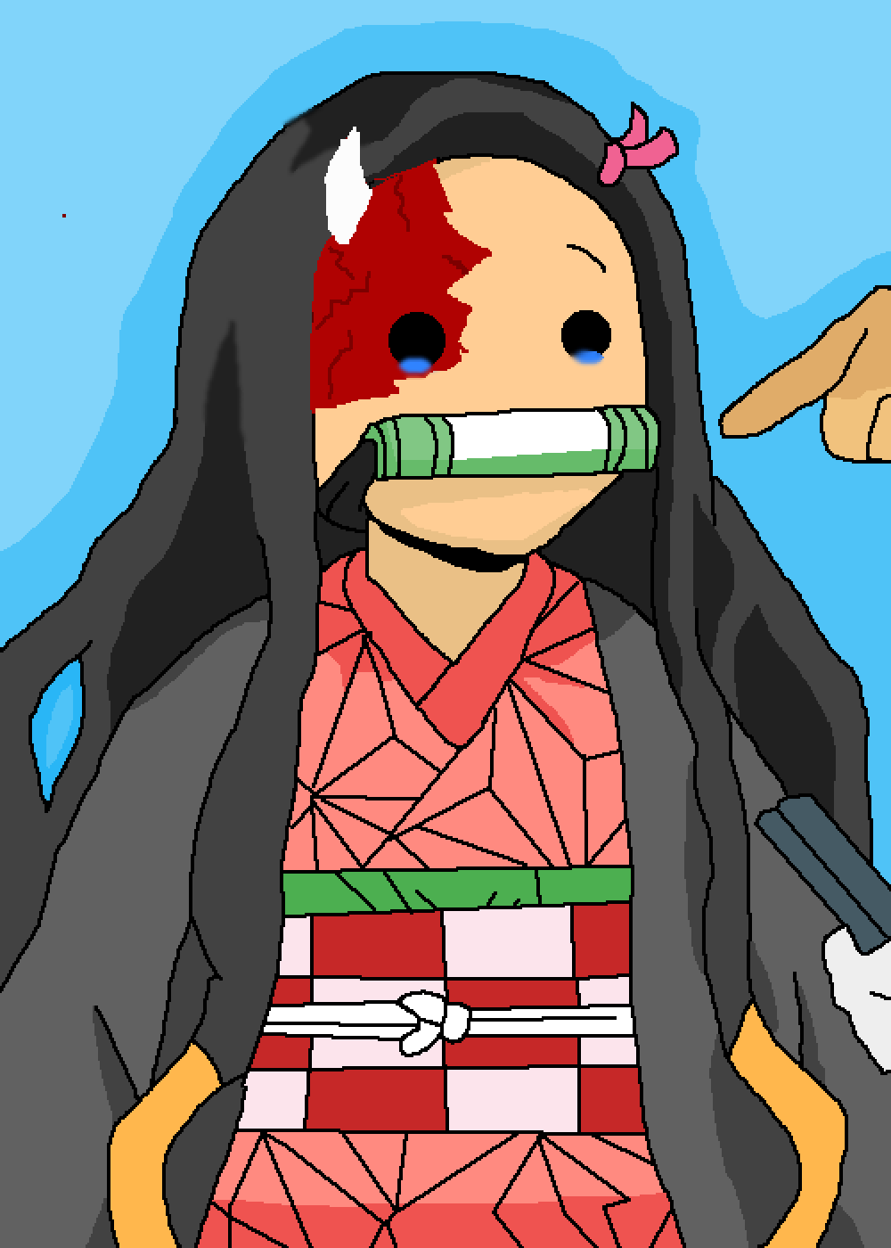 Pixilart - half demon nezuko by XOemojiXO