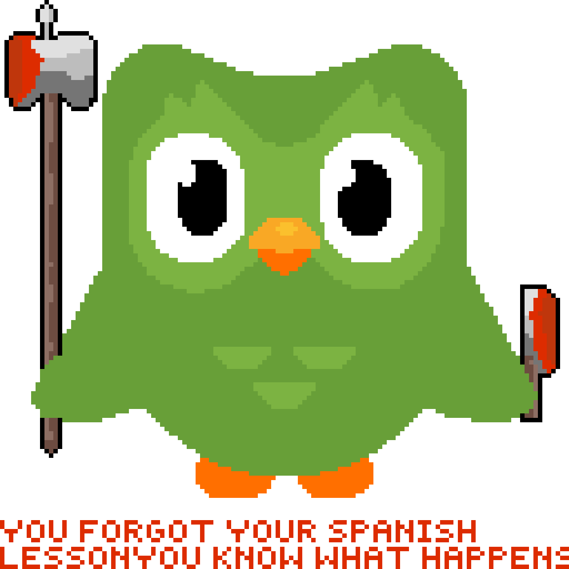 Pixilart - Duolingo with an axe and a knife by Graphic-design