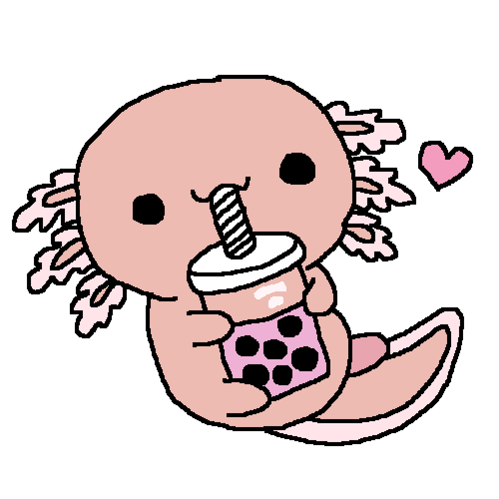 Pixilart - Cute Axolotl drinking boba tea base 🧋 by Tamagotchigirl