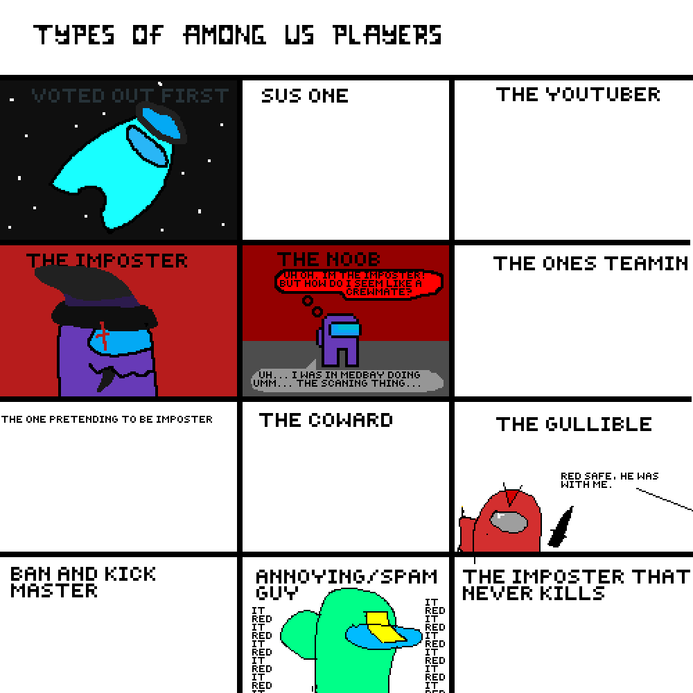 Pixilart - Types of Among Us Players by Derpy-Drago