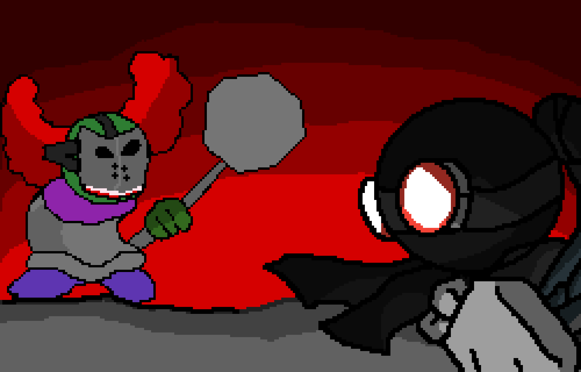 Pixilart - tricky vs hank by Cheese-guy22