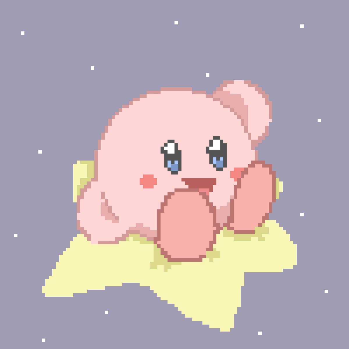 Pixilart - Kirby Riding a star by BlxnkSp1rit