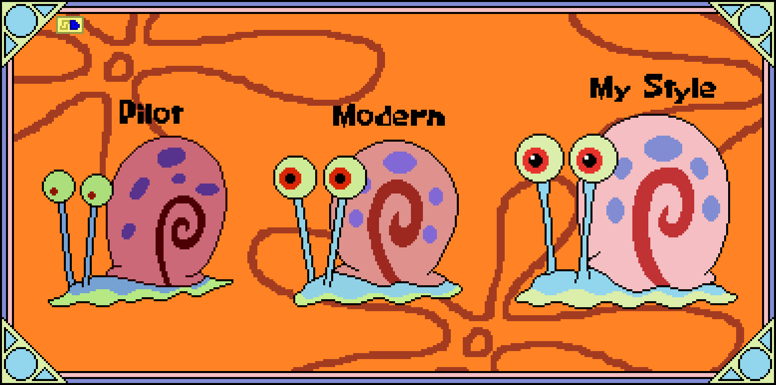 Pixilart - Three styles of Gary the Snail by SpongeDrew