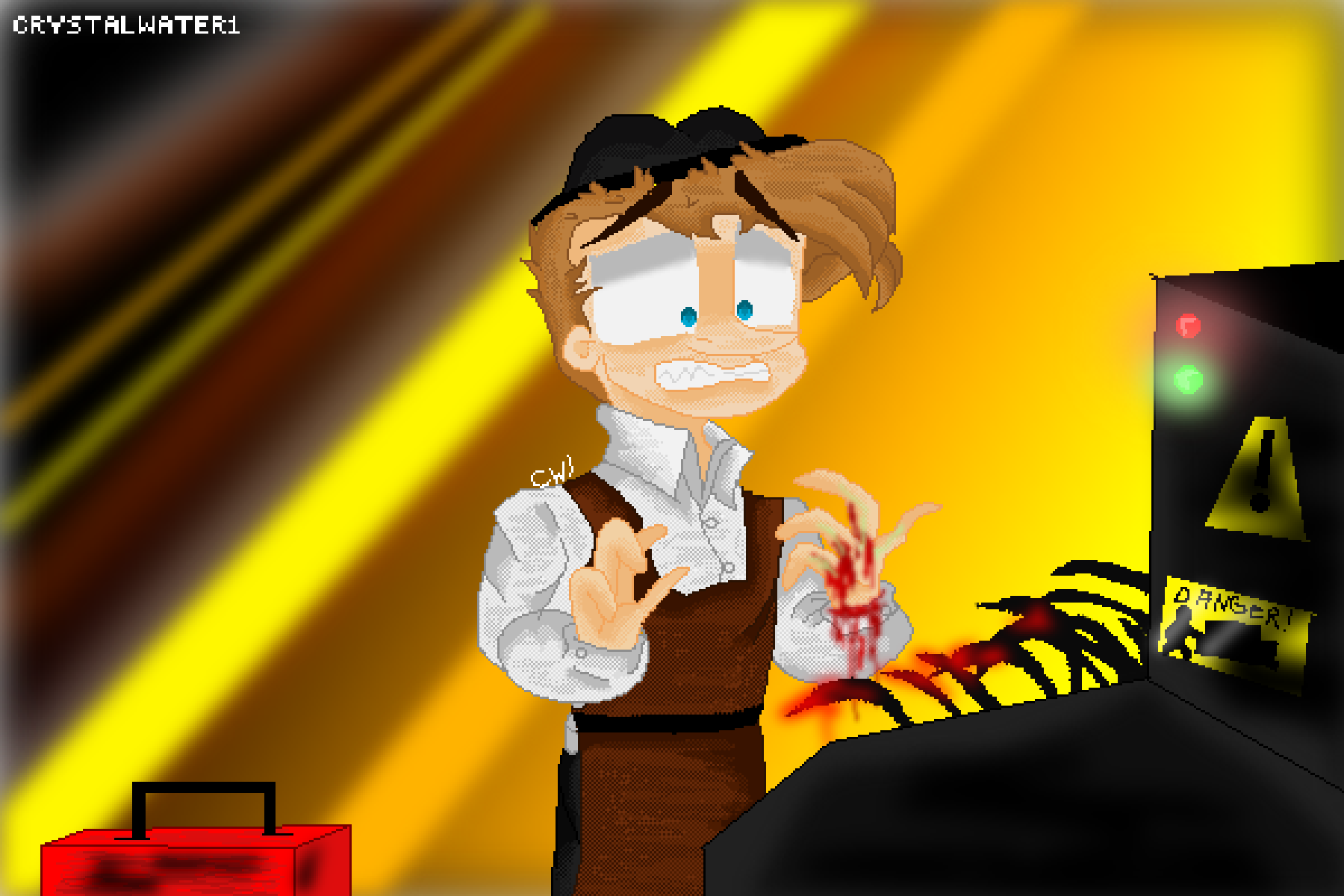 Pixilart - accident by machine by Crystalwater1