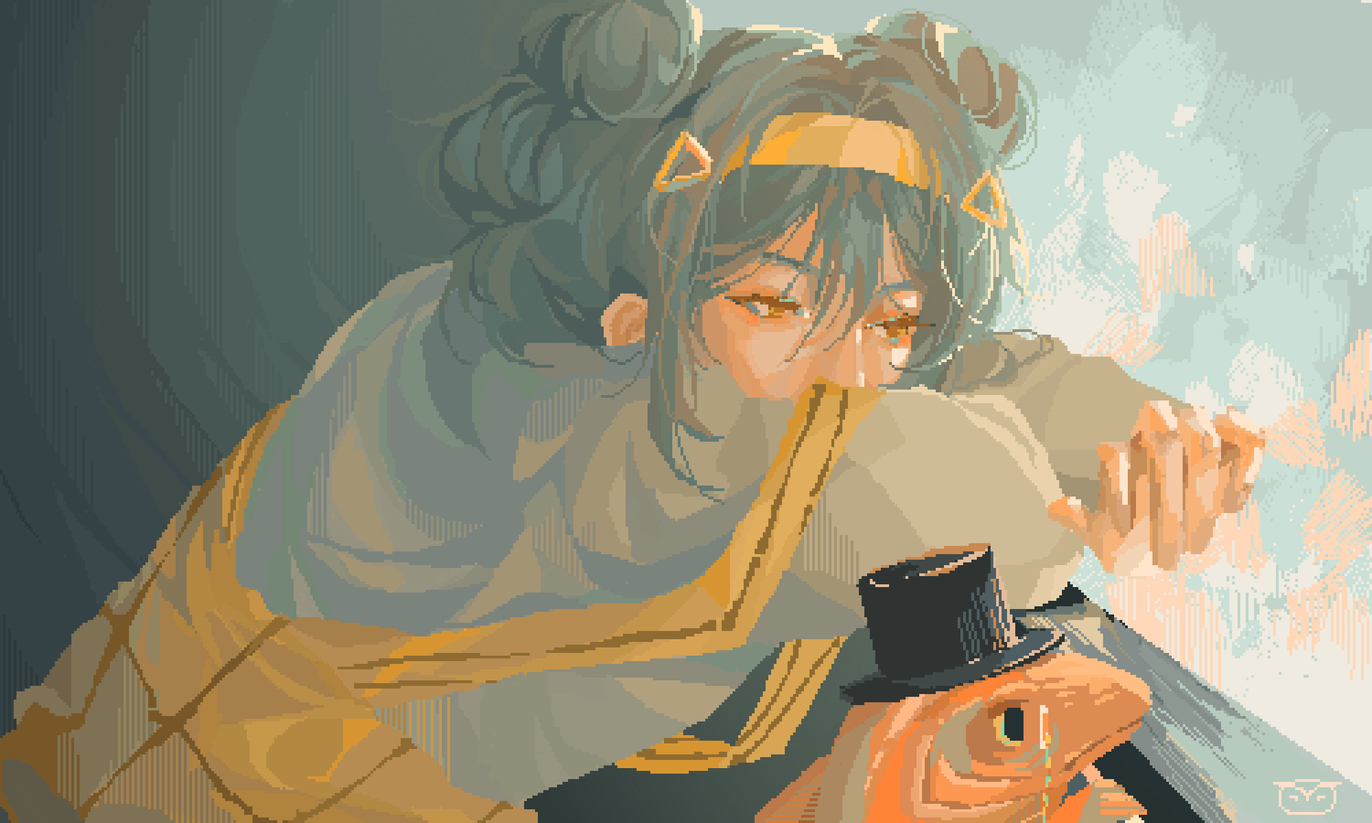 Pixilart - top hat? fish by SnowyOwl