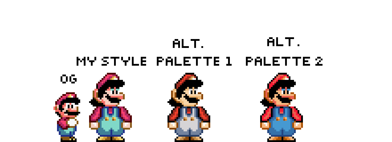 Pixilart - SMW Mario Sprite Redraw + Alt. Palettes by NickB2