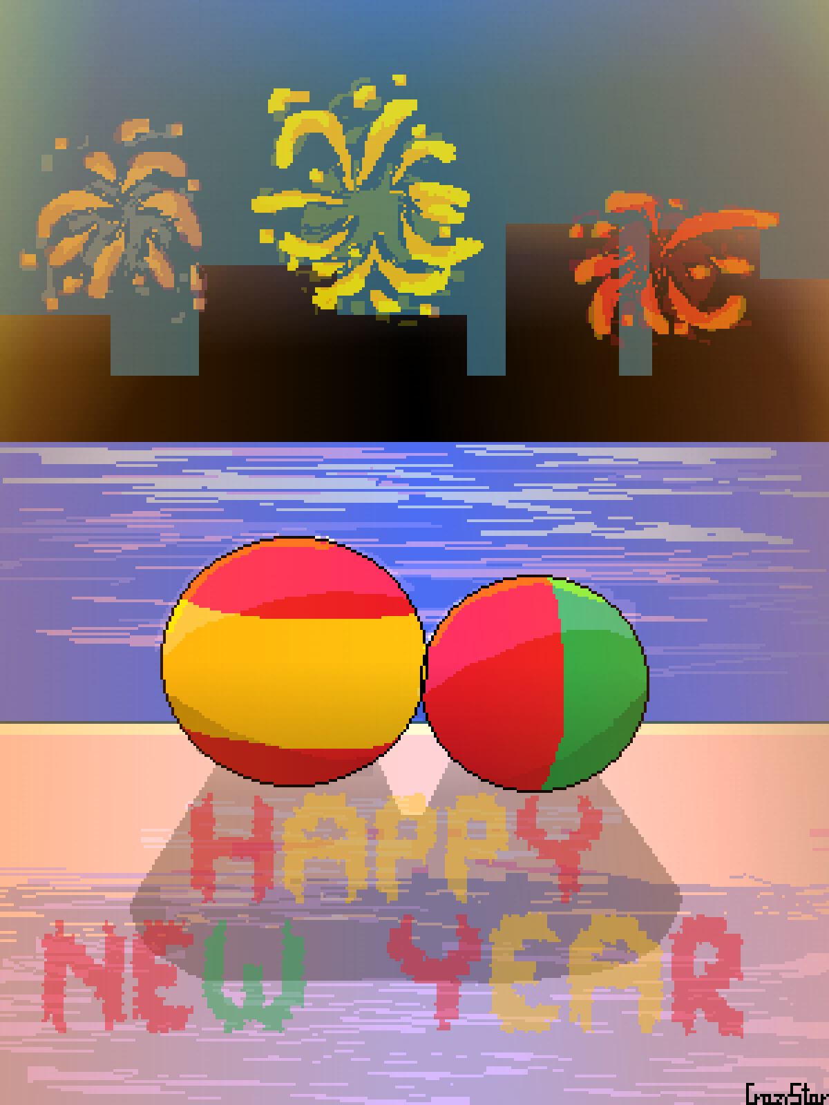 Pixilart - HAPPY NEW YEAR (COUNTRYBALLS SPAIN & PORTUGAL) by CrazyStar009