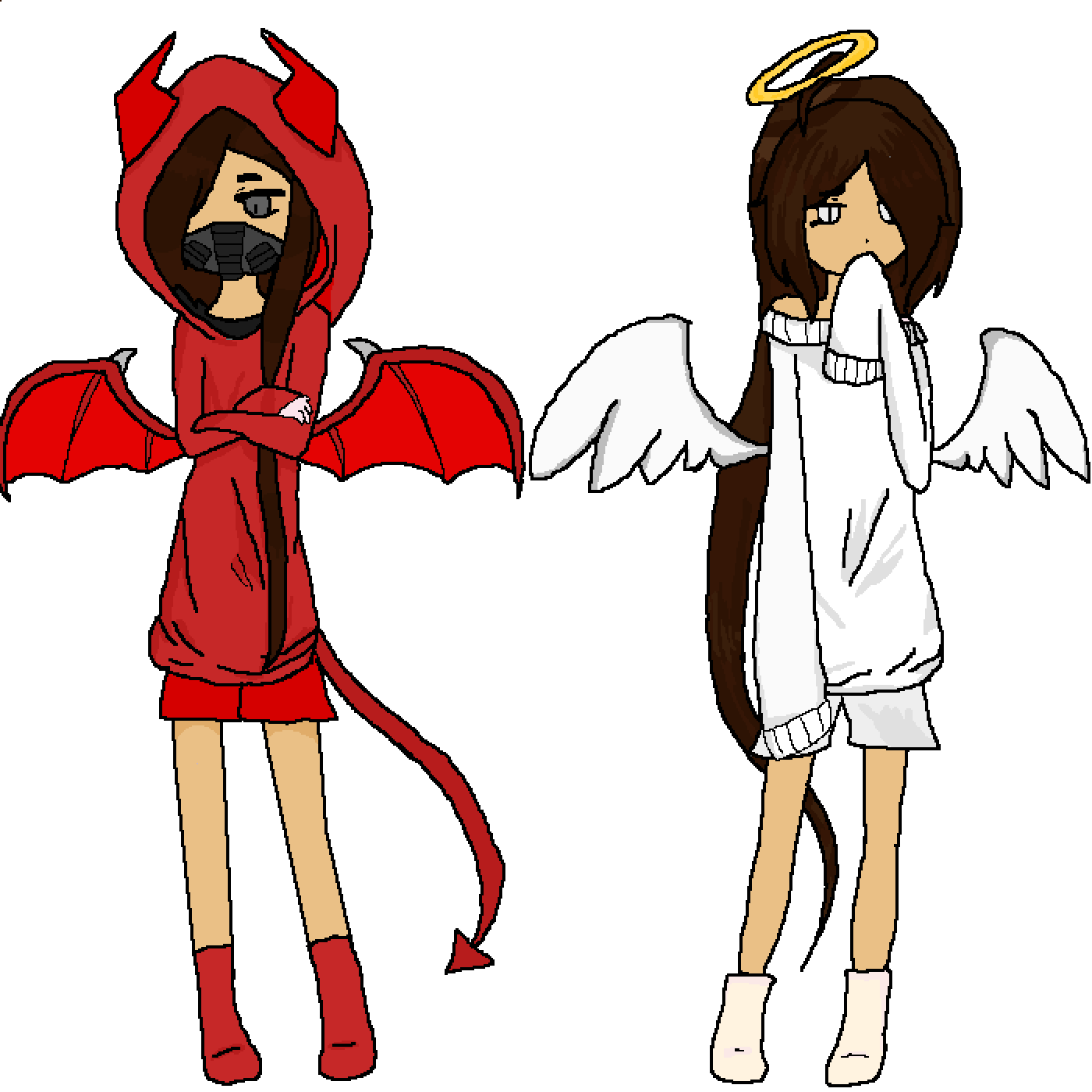 Angel And Demon Girl Drawing