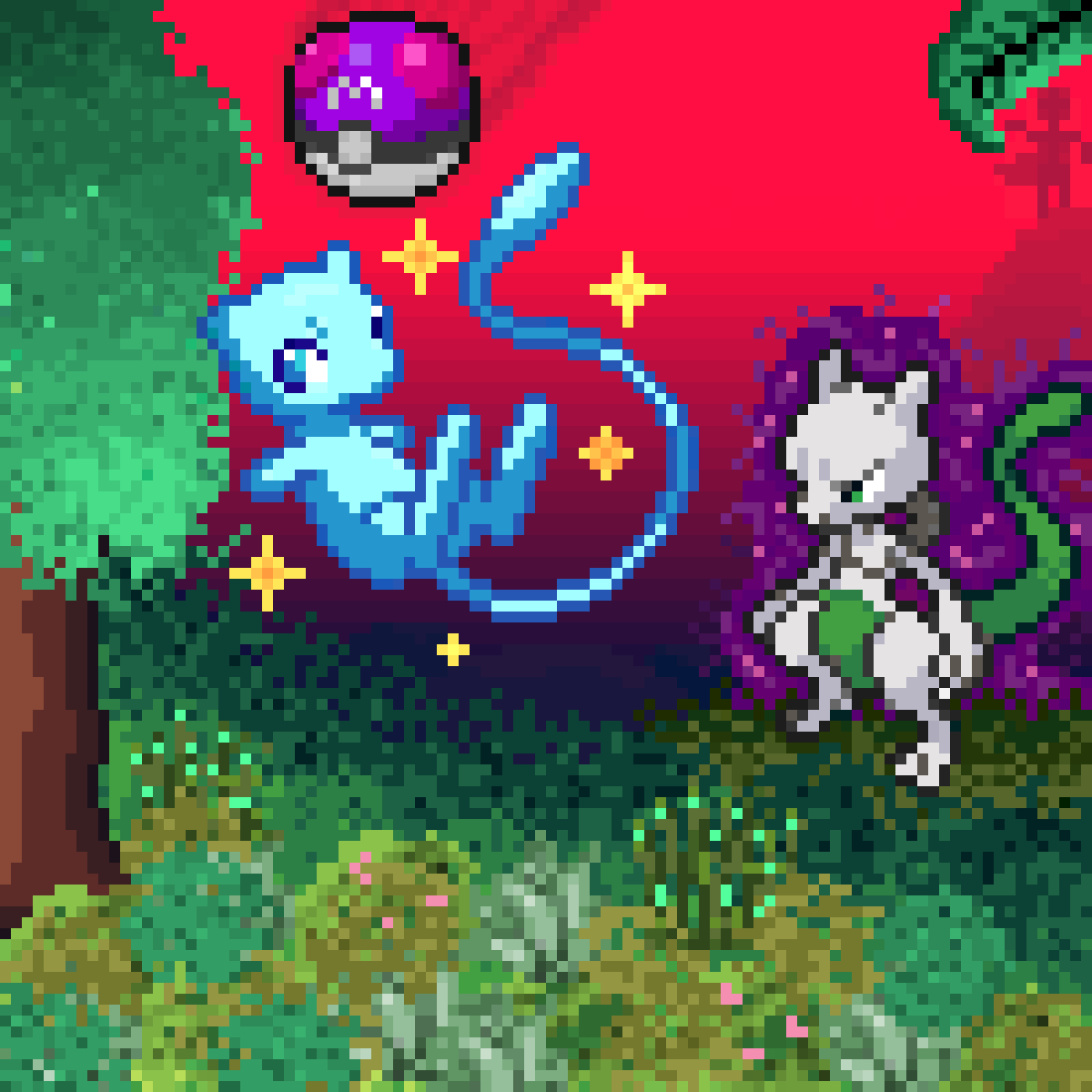 Pixilart - POKEMON SHINY MEW AND MEWTWO by lastephen