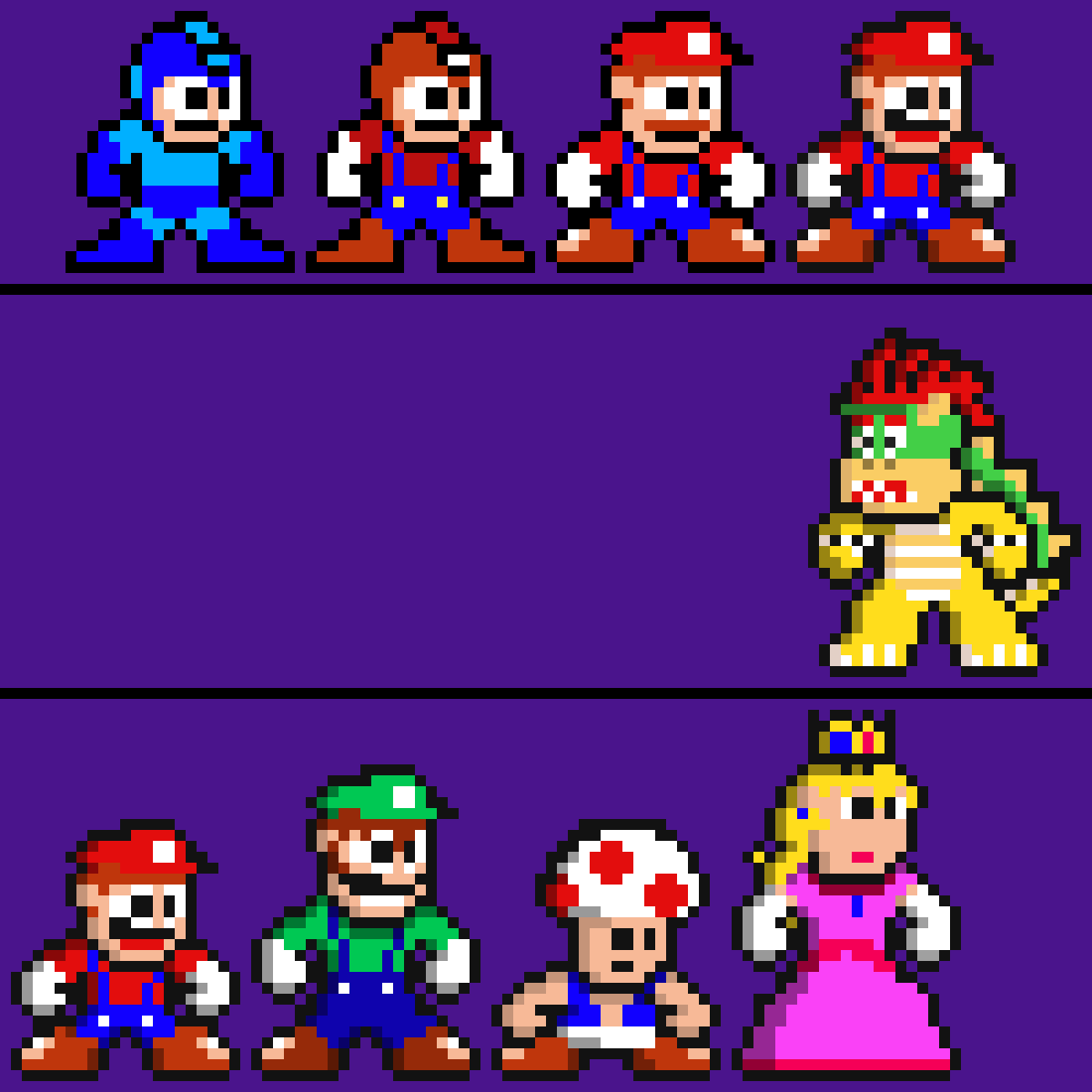Pixilart - mm mario sprites w lighter lines by noellesmash