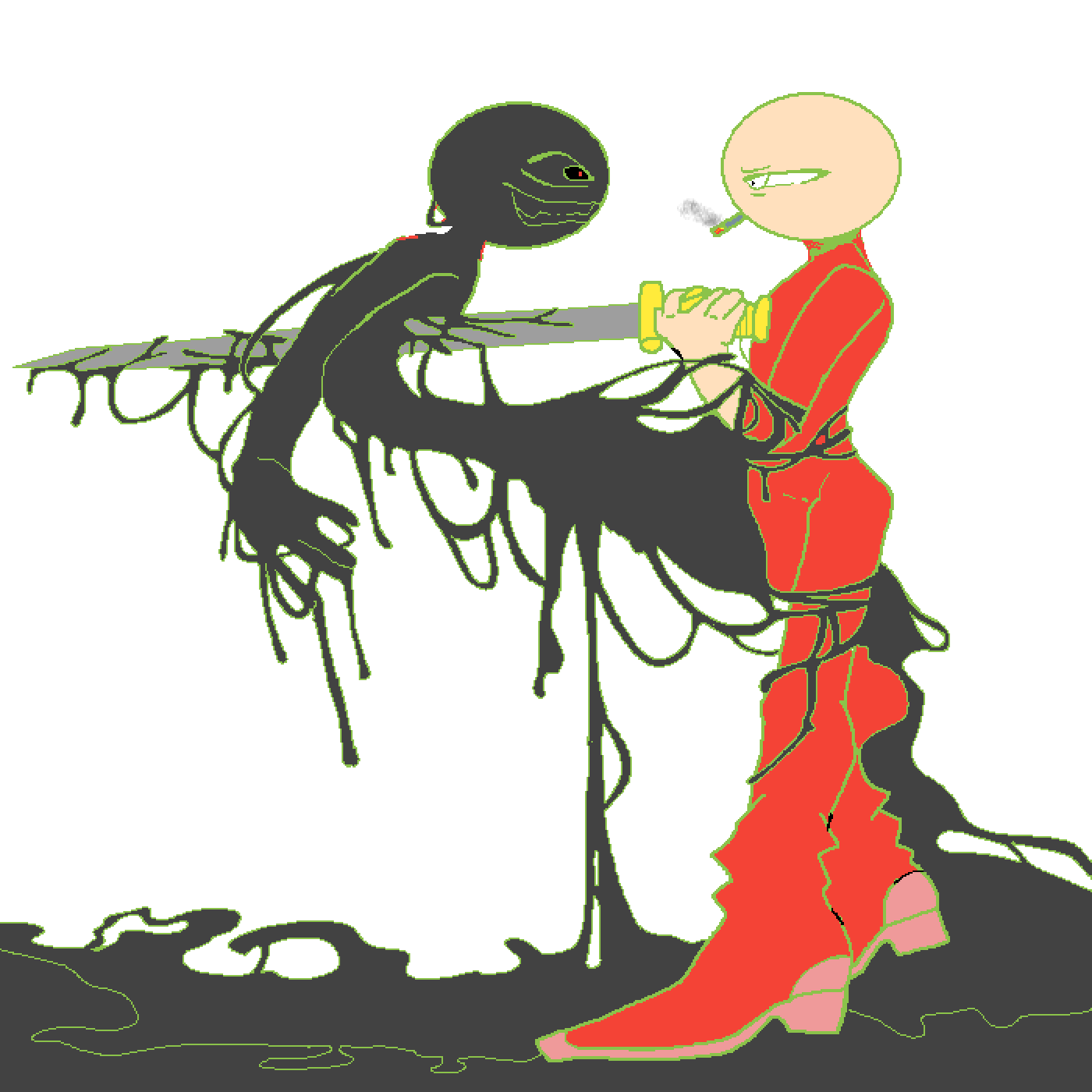 Pixilart - OC Defeating It's Evil Form by LARKINDRAGON-3