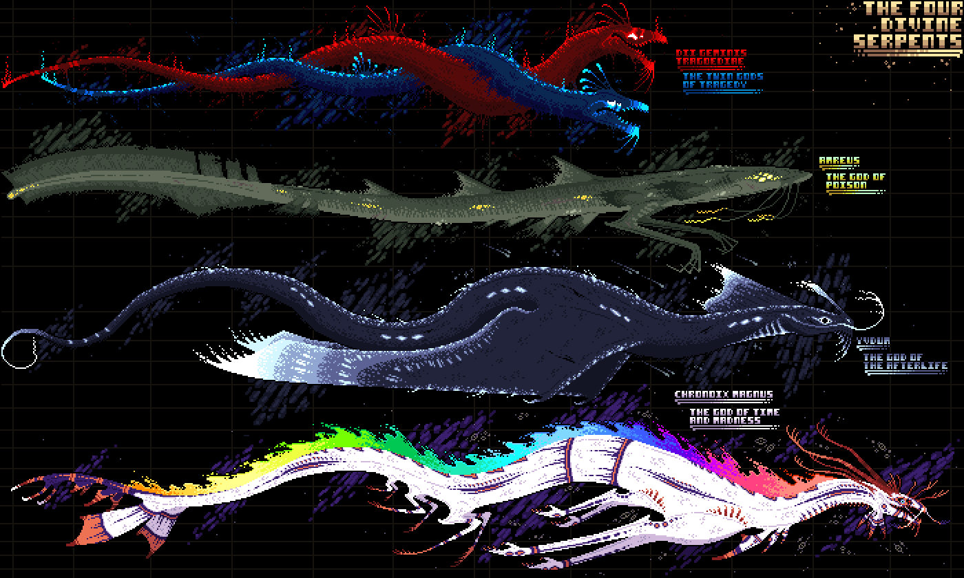 Pixilart - The Wyrm, The Snake, The Eel, and The Twins by EmeraldSerpent