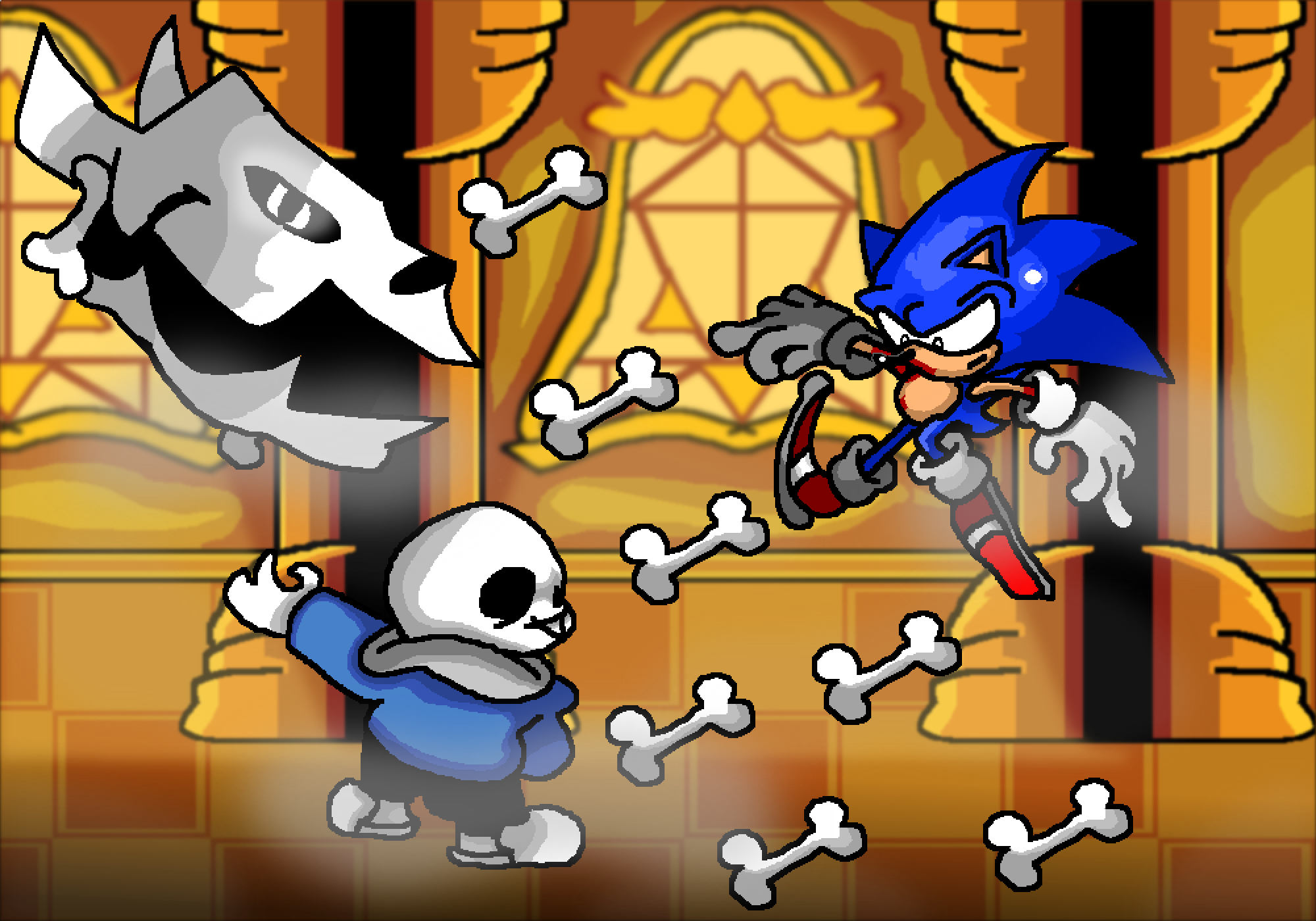 Pixilart - Sonic vs Sans!1!! (REAL) by Xr5cv