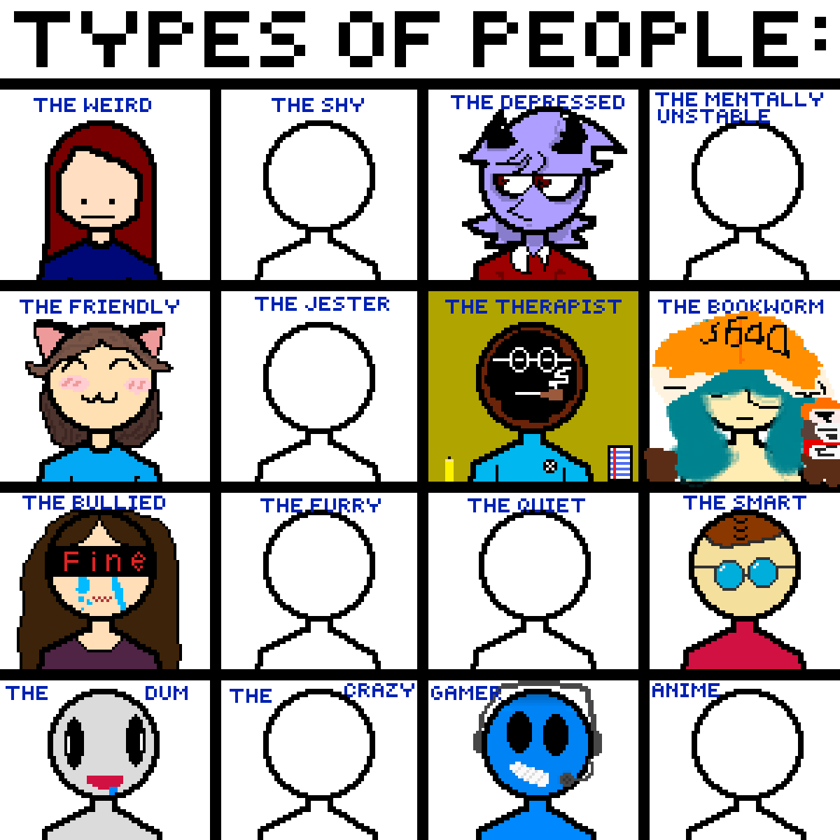 Pixilart - Types of people Base by pixelstevedraw