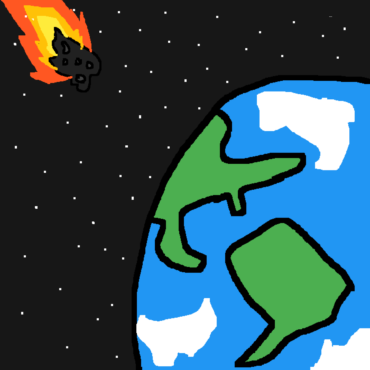 Pixilart - astroid hitting earth by tooth-pick