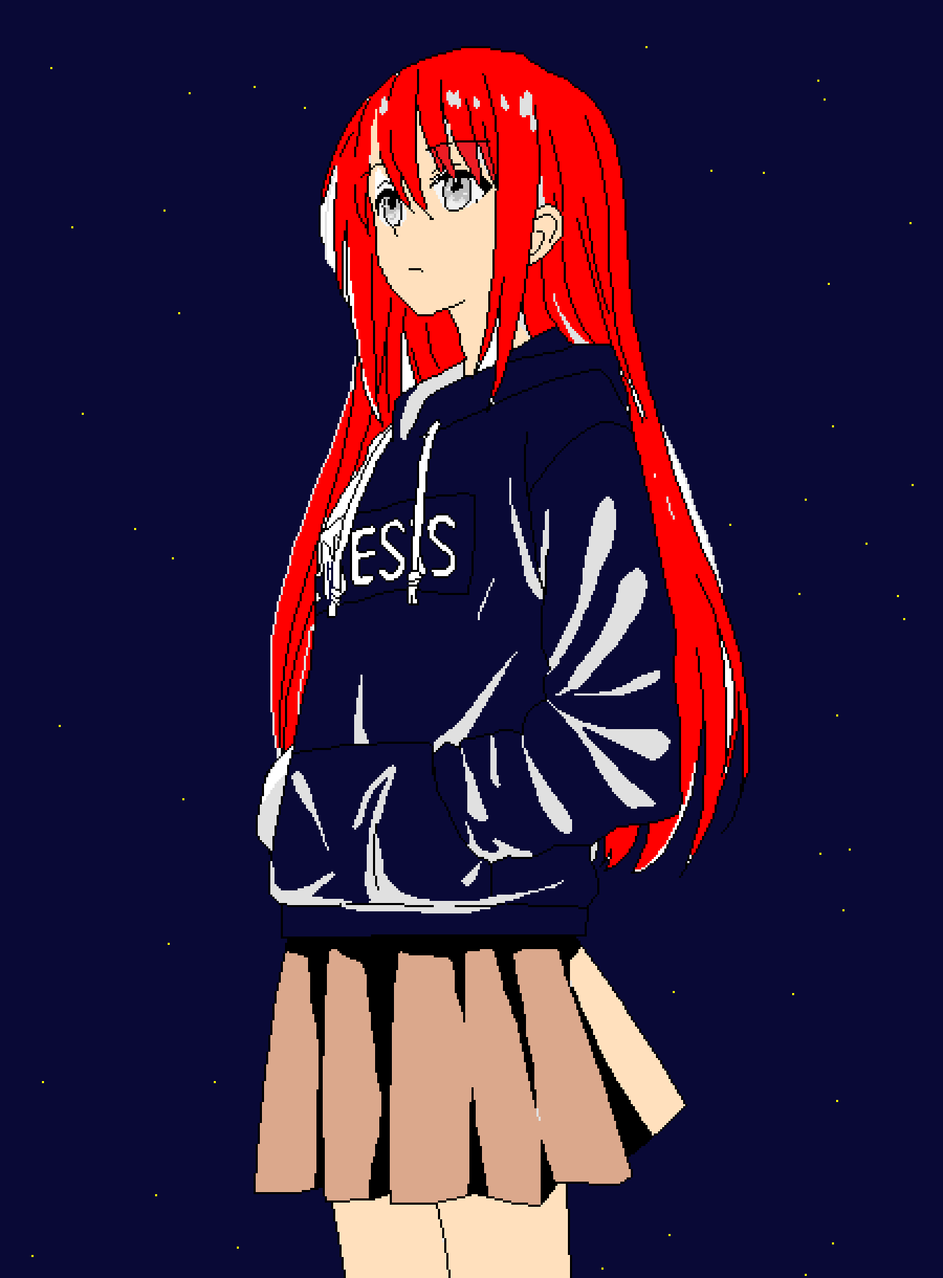 Pixilart - Anime Girl outsie at night by your-so-cutefox