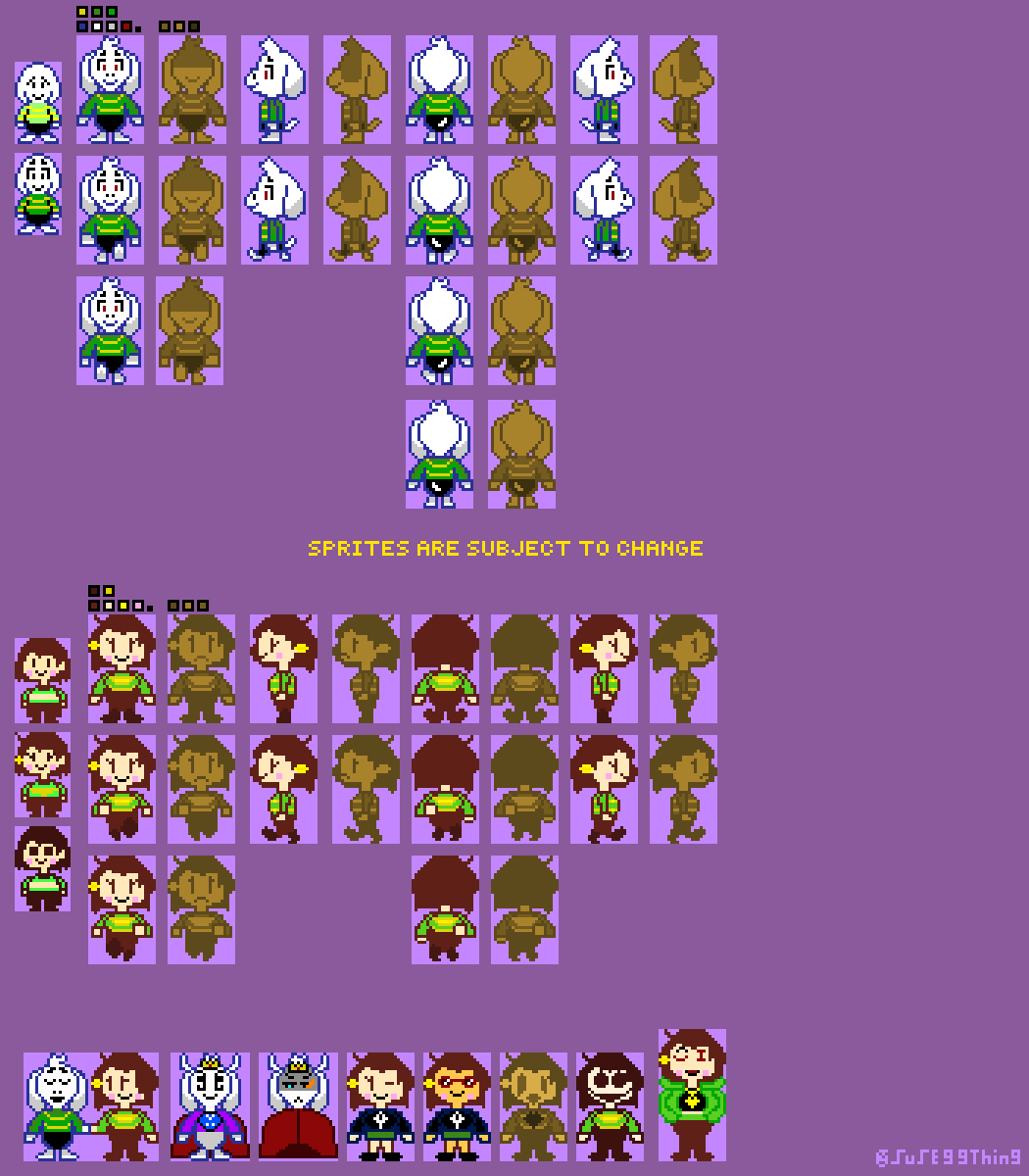Pixilart - Chara and Asriel Sprite Sheet by MOONLORD555