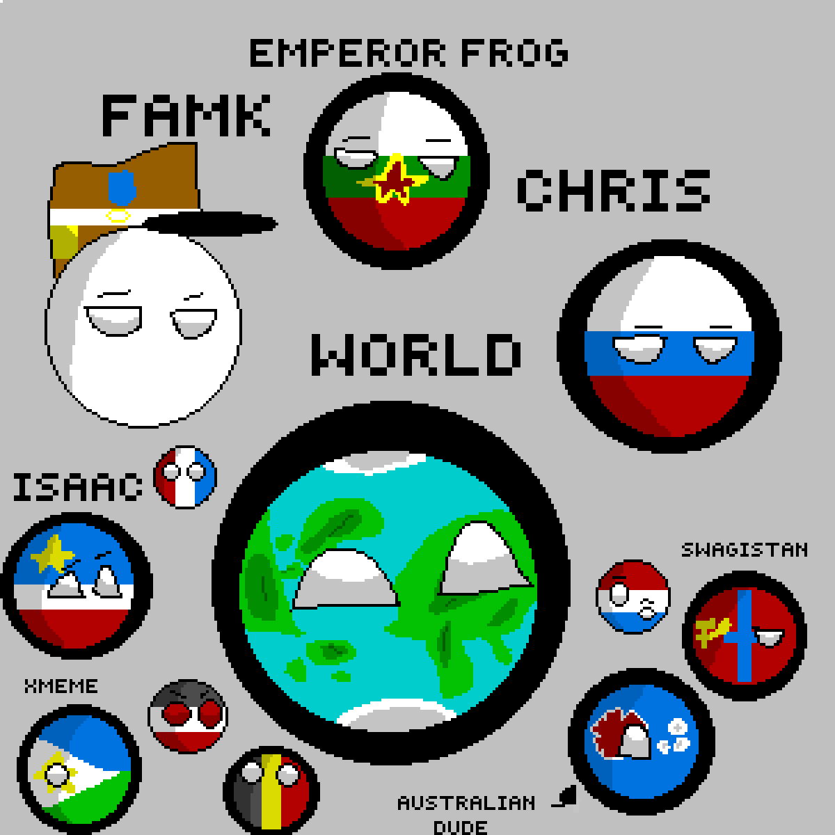 Pixilart - Countryball team + earth by xXxisaacxXx