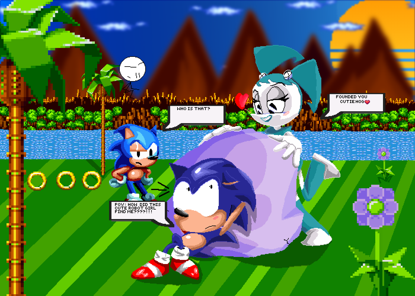 Pixilart - Sonic hiding from Jenny by CheyenneDaGamer