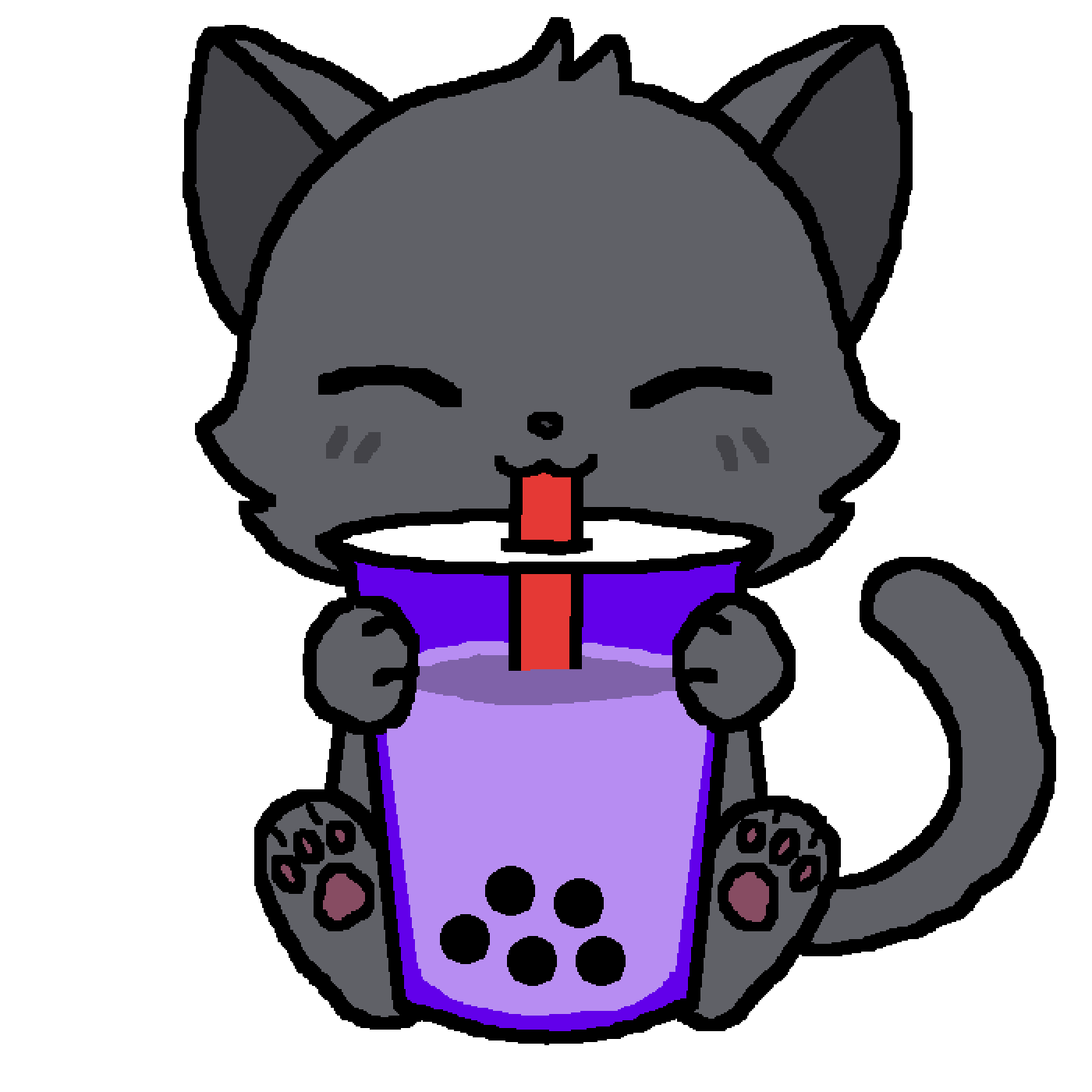Pixilart - Kitty Drinking Boba Base by ACatsLove
